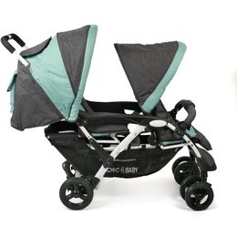 CHIC 4 BABY CHIC4BABY Geschwisterwagen &raquo;Duo, melange mint&laquo; mit feststellbaren Doppelschwenk-Vorderr&auml;dern gr&uuml;n Geschwisterwagen