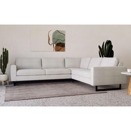Home Affaire Ecksofa &raquo;Pinto, XXL, 250/290 cm, langer Schenkel, Ottomane&laquo; Cord, Chenille, Lederoptik, mit Keder, Metallf&uuml;&szlig;e, Wellenunterfederung beige 