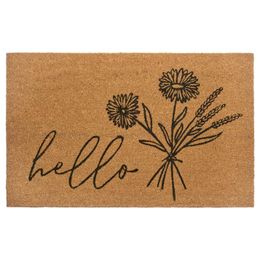 Hanse Home Fu&szlig;matte &raquo;Hello & Flowers, T&uuml;rmatte&laquo; rechteckig 15 mm H&ouml;he Kokos, Schmutzfangmatte, Outdoor, Rutschfest, Innen, Kokosmatte, Flur braun 