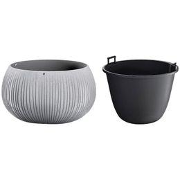 Prosperplast Blumentopf &raquo;Beton Bowl&laquo; &Oslash;37cm x 21,8cm grau Kunststoff