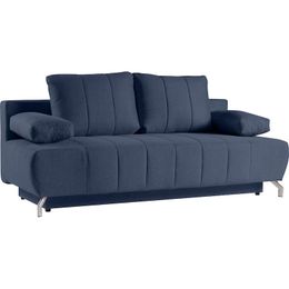 WERK2 Schlafsofa &raquo;Troya Bettsofa mit Bettkasten und Federkern, Breite 210cm&laquo; 2-Sitzer Sofa und Schlafcouch mit Federkern & Bettkasten blau 100% 