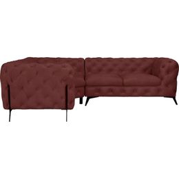 Home Affaire Chesterfield-Sofa &raquo;Amaury L-Form&laquo; moderne Chersterfield-Optik, Breite 262 cm, Fu&szlig;farbe w&auml;hlbar rosa Struktur (100% Polyester);Samtoptik (