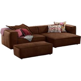 W.Schillig Ecksofa &raquo;around-the-block, modern und elegant, bequem, L-Form&laquo; mit eleganter Biese, mit Federkern braun Longlife Xtra-Leder Z69: Das 