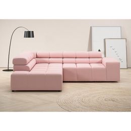 Home Affaire Ecksofa &raquo;Ancona, incl. Kopfteilverstellung + 3 Zierkissen, L-Form, Breite 249cm&laquo; wahlweise motorische Sitztiefenverstellung, B/T(H: 249/