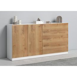 borchardt M&ouml;bel borchardt M&ouml;bel Sideboard &raquo;Vaasa, Kommode mit 2 T&uuml;ren und 4 Schubk&auml;sten auf Kugelf&uuml;hrungen&laquo; wei&szlig; Holzwerkstoff