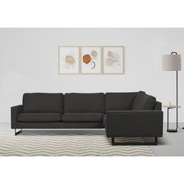 Home Affaire Ecksofa &raquo;Pinto, XXL, 250/290 cm, langer Schenkel, Ottomane&laquo; Cord, Chenille, Lederoptik, mit Keder, Metallf&uuml;&szlig;e, Wellenunterfederung grau 
