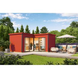 Lasita Maja Gartenhaus &raquo;DOMEO 6 SCHWEDENROT/ANTHRAZIT&laquo; Fundamentmass 5000 x 5000, Schwedenrot rot Holzwerkstoff