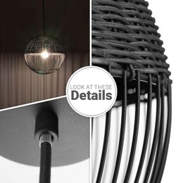 Paco Home Pendelleuchte &raquo;PURO&laquo; E27 Rattanlampe Korb Lampe LED Boho Natur Vintage Rund E27 schwarz