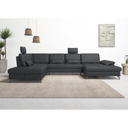 OTTO home Wohnlandschaft &raquo;Costello U-Form, B: 363 cm mit Sitztiefen-, Armteilverstellung &&laquo; 3 Nierenkissen, optional Bettfunktion & Bettkasten schwarz