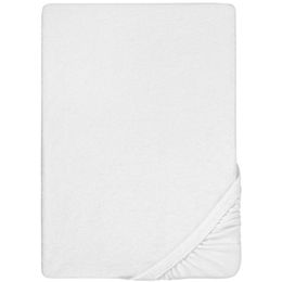 Biberna Spannbettlaken &raquo;Pepe&laquo; weicher Frottee-Stretch wei&szlig; Frottee, Obermaterial: 80% Baumwolle, 20% Polyester