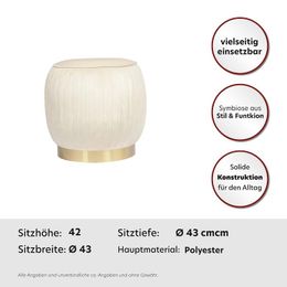 Kayoom Polsterhocker &raquo;Hocker Lyla 125, Edler Touch durch goldenen Sockel, Samtbezug&laquo; 1 Stk. tlg. samtweich, gesteppte Ziernaht, Edelstahlsockel, Hochwertiger