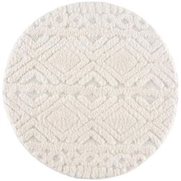 Carpet City Hochflor-Teppich &raquo;Focus 3382&laquo; rund 20 mm H&ouml;he Boho-Teppich, Hochtief-Muster/ 3D-Effekt, f&uuml;r Wohnzimmer, Schlafzimmer beige Polypropylen