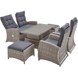 Konifera Gartenlounge-Set &raquo;Monaco&laquo; Set, 2x Sessel, 1x2er Sofa, 2x Hocker, 1x Tisch 120x70x43,5-66,5 cm, 16 Stk. tlg. h&ouml;henverstellbarer Tisch, inkl. 