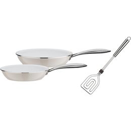 GSW Pfannen-Set &raquo;CERAMICA color&laquo; Aluminium Set, 1x Bratpfanne &Oslash; 24 cm, 1x Bratpfanne &Oslash; 28 cm, 3 Stk. tlg. Induktion beige