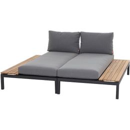 siena GARDEN Gartenlounge-Set &raquo;Alvida&laquo; Set, 8 Stk. tlg. bestehend aus 2 Liegen und 4 Kissen grau Aluminium, Massivholz, Polyester