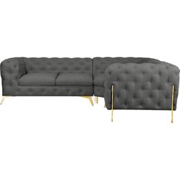 Home Affaire Chesterfield-Sofa &raquo;Amaury L-Form&laquo; moderne Chersterfield-Optik, Breite 262 cm, Fu&szlig;farbe w&auml;hlbar grau Struktur (100% Polyester);Samtoptik (