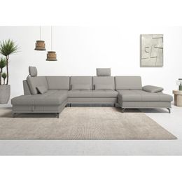 OTTO home Wohnlandschaft &raquo;Costello U-Form, B: 363 cm mit Sitztiefen-, Armteilverstellung &&laquo; 3 Nierenkissen, optional Bettfunktion & Bettkasten grau 