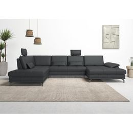OTTO home Wohnlandschaft &raquo;Costello U-Form, B: 363 cm mit Sitztiefen-, Armteilverstellung &&laquo; 3 Nierenkissen, optional Bettfunktion & Bettkasten schwarz