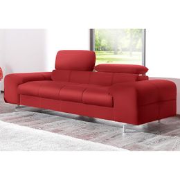 COTTA 2-Sitzer &raquo;Chef&laquo; Big-Sofa mit Kopfteilverstellung, edle Metallkufen rot Softlux -Kunstleder;NaturLeder (echtes Rindsleder);Luxus-Microfaser (100%