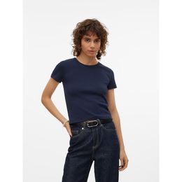 V&eacute;ro Moda Vero Moda Damen Kurzarmshirt &raquo;VMCHLOE SS SHORT TOP JRS NOOS&laquo; Baumwollmischung blau L