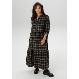 Aniston Plus Damen Aniston PLUS Karokleid aus weicher Flanell mit Karo schwarz 50, N-Gr
