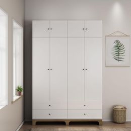 OTTO home Kleiderschrank &raquo;Oslo Schlafzimmerschrank Garderobe wei&szlig; Landhaus Bestseller&laquo; Schlafzimmerschrank mit 4 T&uuml;ren und 4 Schubladen, Breite 160cm 