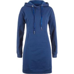 bonprix Damen bonprix Sweatkleid &raquo;Sweatkleid mit Baumwolle&laquo; K&auml;ngurutasche mit Kapuze blau 36/38 (S), N-Gr