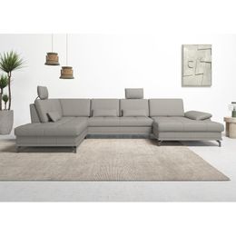 OTTO home Wohnlandschaft &raquo;Costello U-Form, B: 363 cm mit Sitztiefen-, Armteilverstellung &&laquo; 3 Nierenkissen, optional Bettfunktion & Bettkasten grau 