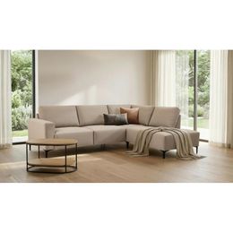 Home Affaire Ecksofa &raquo;Tournon, L-Form, Breite 256 cm, Webstoff, Chenille&laquo; Designsofa im nordischen Stil, Wellenunterfederung, Metallf&uuml;&szlig;e braun 100% 