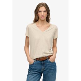 Superdry Damen T-Shirt &raquo;STUDIOS SLUB EMB VEE TEE&laquo; Baumwollmischung, relaxed fit XS