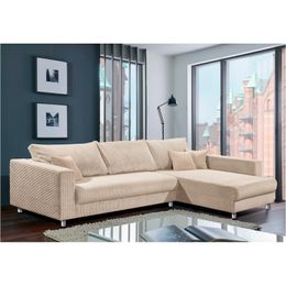 Home Affaire Ecksofa &raquo;153&laquo; Inkl. Schlaffunktion und gro&szlig;en Strauraum beige 92% Polyester / 8% Nylon