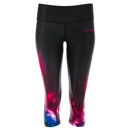 WINSHAPE Damen Leggings &raquo;AEL202-COSMIC&laquo; Capri-Leggings mit Anti-Rutsch-Effekt schwarz XL, Normalgr&ouml;&szlig;en