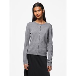 Pieces Damen Pieces Strickjacke &raquo;PCNORA LS O-NECK KNIT CARDIGAN NOOS BC&laquo; Viskosemischung, slim fit grau L