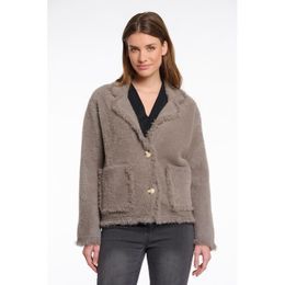 Rino & Pelle Rino & Pelle Damen Boucl&egrave;jacke &raquo;SENA&laquo; mit Revers Kragen grau L (40)