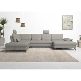 OTTO home Wohnlandschaft &raquo;Costello U-Form, B: 363 cm mit Sitztiefen-, Armteilverstellung &&laquo; 3 Nierenkissen, optional Bettfunktion & Bettkasten grau 