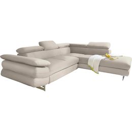 COTTA Ecksofa &raquo;Solution L-Form&laquo; mit Arm- & Kopfteilverstellung, wahlweise mit Bettfunktion beige