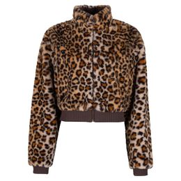 Urban Classics Damen Urban Classics Allwetterjacke &raquo; Ladies Cropped Faux Fur Leo Jacket&laquo; 1 Stk. tlg. ohne Kapuze M