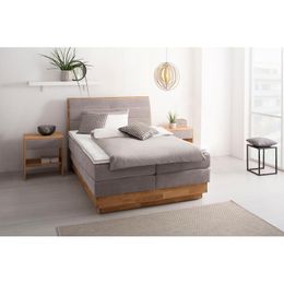 OTTO home Boxspringbett &raquo;Jenna&laquo; ohne LED-Beleuchtung, mit zertifizierten, recycelten Bezugsstoffen grau Polyester