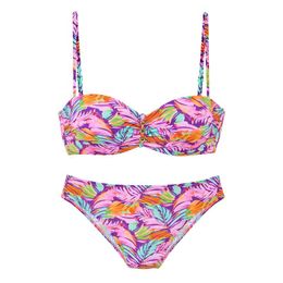 Vivance Damen B&uuml;gel-Bandeau-Bikini mit farbenfrohem Bl&auml;tterdruck 38, Cup E