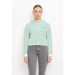Pieces Damen Pieces Kapuzensweatshirt &raquo;PCCHILLI LS HOODIE STRIPES EMB NOOS BC&laquo;, Baumwollmischung, regular fit wei&szlig; S