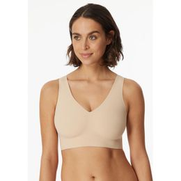 Schiesser Damen Bustier &raquo;Invisible Soft&laquo; Microfaser, Lasercut-Abschl&uuml;sse, V-Ausschnitt beige 42, N-Gr