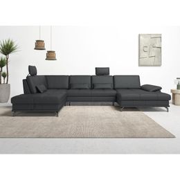 OTTO home Wohnlandschaft &raquo;Costello U-Form, B: 363 cm mit Sitztiefen-, Armteilverstellung &&laquo; 3 Nierenkissen, optional Bettfunktion & Bettkasten schwarz