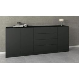 borchardt M&ouml;bel borchardt M&ouml;bel Sideboard &raquo;Vaasa, Kommode mit 3 T&uuml;ren und 4 Schubk&auml;sten auf Kugelf&uuml;hrungen&laquo; Breite 190 cm schwarz