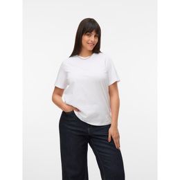 Vero Moda Curve Damen Kurzarmshirt &raquo;VMPAULINA SS T-SHIRT GA JRS NOOS CUR&laquo; Baumwolle, regular fit wei&szlig; S