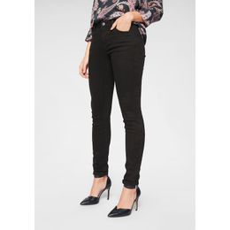 Tamaris Damen Skinny-fit-Jeans schmale Beinweite, mit G&uuml;rtelschlaufenbund, mit Metallrei&szlig;verschluss schwarz 44, N-Gr