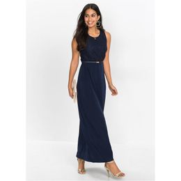 bonprix Damen bonprix 2-in-1-Kleid &raquo;Abend-Maxikleid mit G&uuml;rtel (2-tlg.Set)&laquo; Set, 2, Abend-Maxikleid mit G&uuml;rtel (2-tlg.Set) blau 52, N-Gr