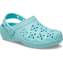 Crocs M&auml;dchen Clog &raquo;Classic Floral Cut Out Clog&laquo; Sommerschuh, Sandale, Strandschuh mit schwenkbarem Fersenriemen blau 33