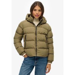 Superdry Damen Steppjacke &raquo;HOODED SPORTS PUFFER JACKET&laquo; mit Kapuze Kunstfaser, relaxed fit gr&uuml;n M