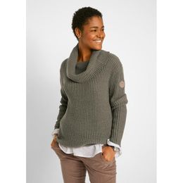 bonprix Damen bonprix Strickpullover in Grobstrickoptik und mit weitem Rollkragen gr&uuml;n 36/38 (S)