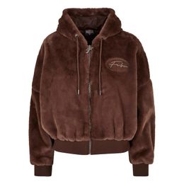 Fubu Damen Collegejacke &raquo; Damen FW224-022-1 Signature Rhinestone Fur Jacket brown&laquo; 1 Stk. tlg. mit Kapuze L